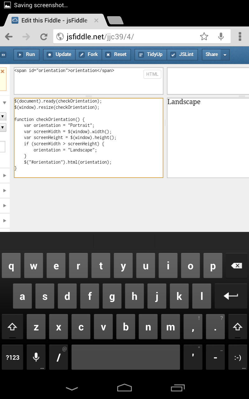 Android Javascript Algorithm To Determine Orientation Of Tablet Stack Overflow